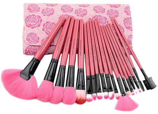 Professional 18 Piece Pink Rose Cosmetic Brush Set on Luulla