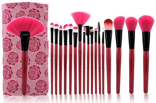 Professional 18 Piece Pink Rose Cosmetic Brush Set on Luulla