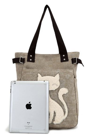 Adorable Blue Cat Canvas Shoulder Bag/tote on Luulla