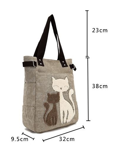Adorable Blue Cat Canvas Shoulder Bag/tote on Luulla