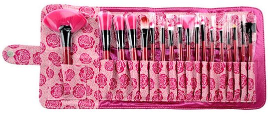 Professional 18 Piece Pink Rose Cosmetic Brush Set on Luulla